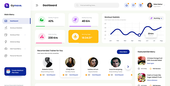 Gymove - Fitness Admin Dashboard Bootstrap HTML Template by DexignZone