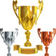 Winning success cups and gold ribbon. by Kavalenkava | GraphicRiver
