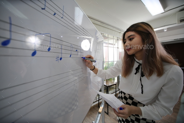 student learning a music song of classic musical class at home studio ...