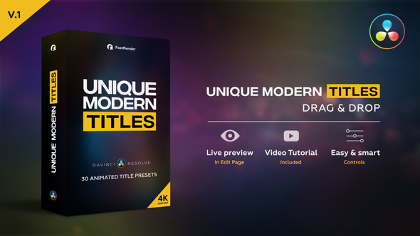 Unique Modern Titles, DaVinci Resolve Templates | VideoHive
