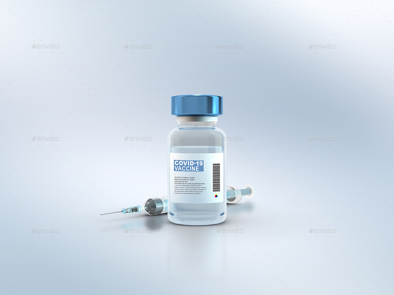 7 Vaccine Vials with Labels, Graphics | GraphicRiver