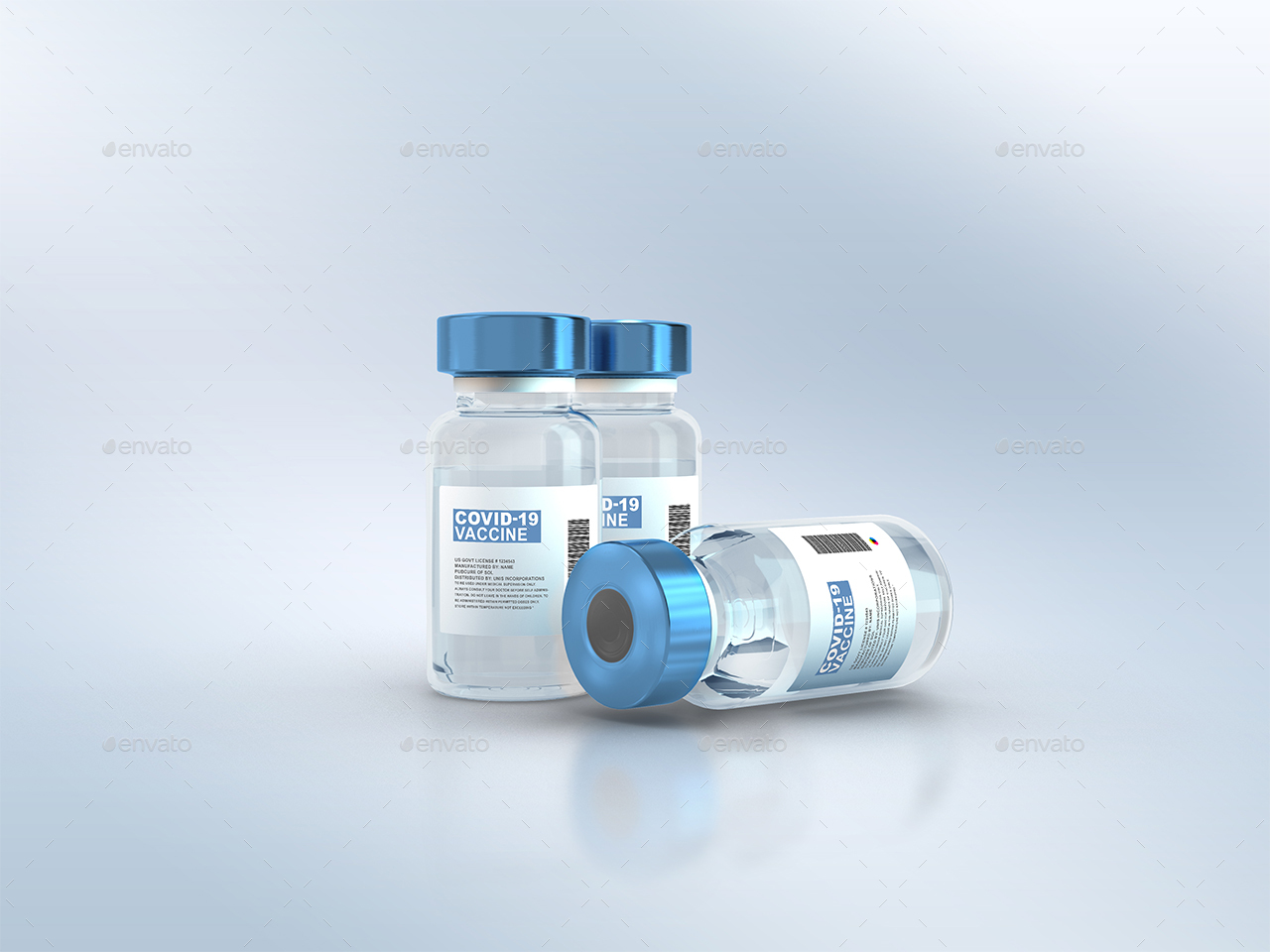 7 Vaccine Vials with Labels, Graphics | GraphicRiver