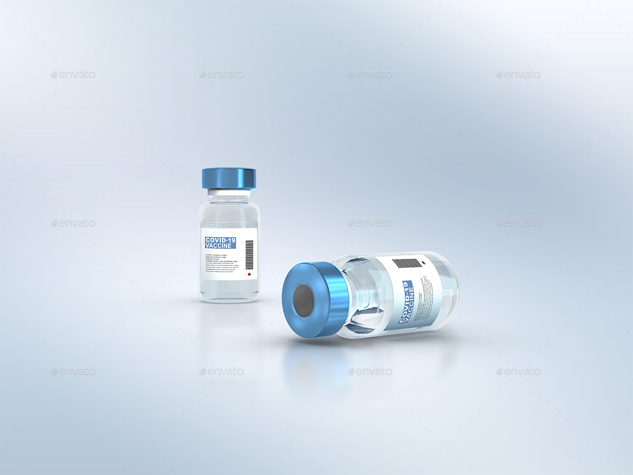 7 Vaccine Vials with Labels, Graphics | GraphicRiver