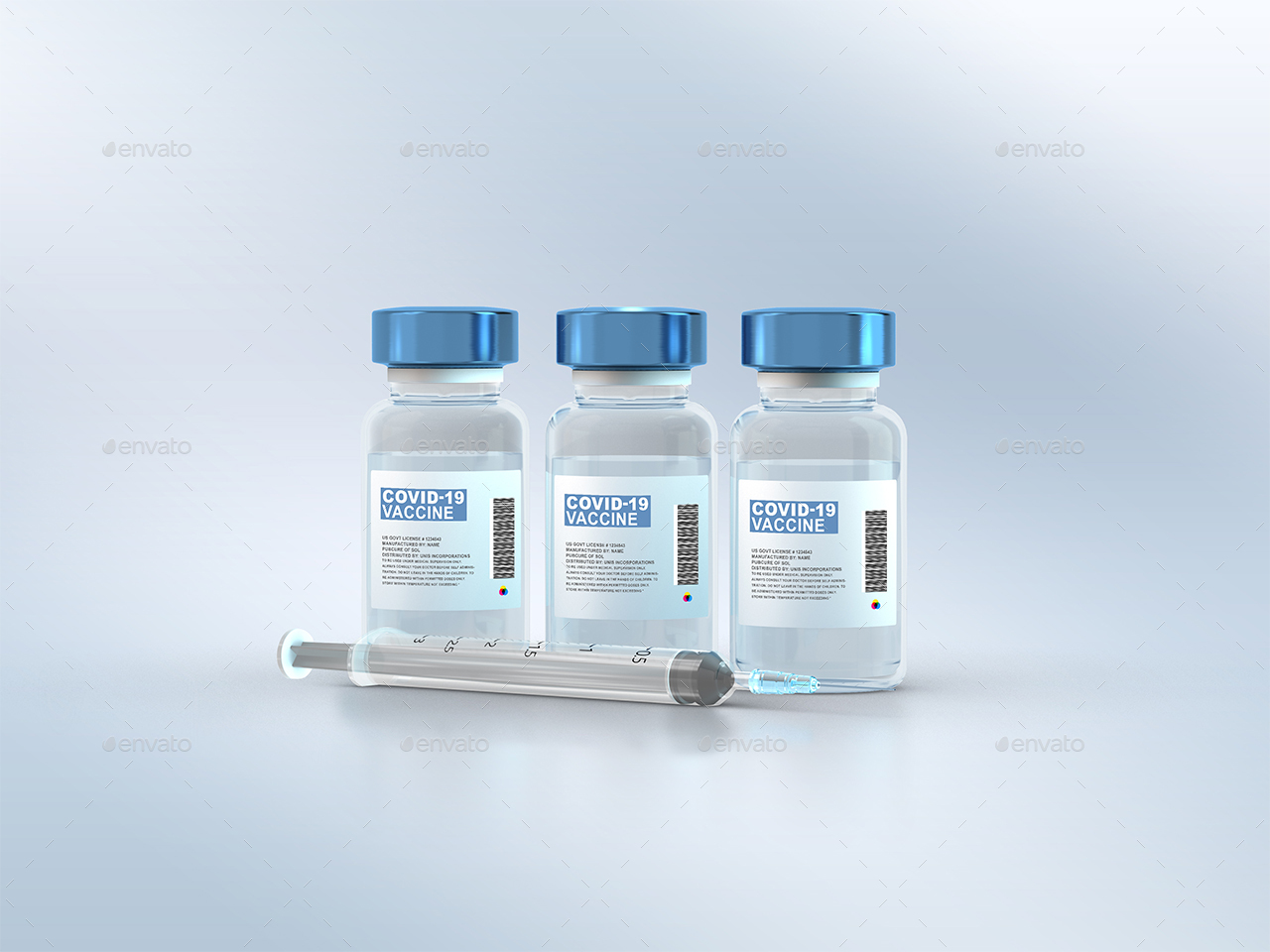 7 Vaccine Vials with Labels, Graphics | GraphicRiver