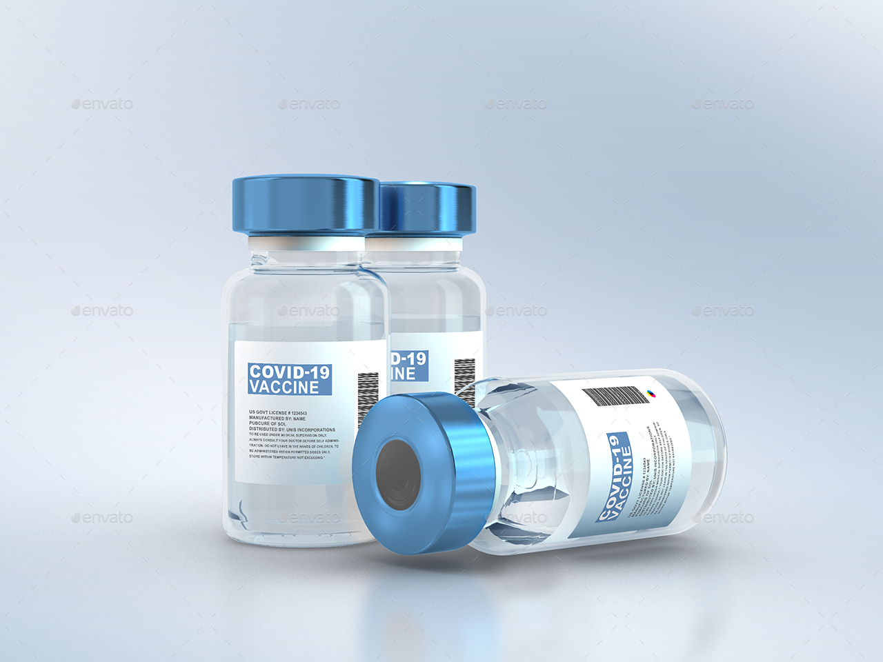 7 Vaccine Vials with Labels, Graphics | GraphicRiver