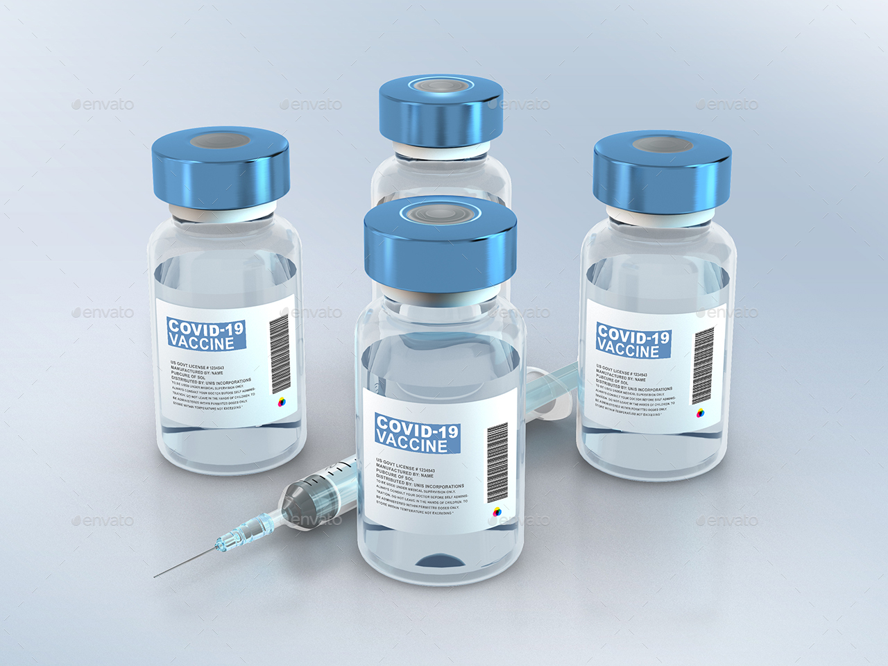 7 Vaccine Vials with Labels, Graphics | GraphicRiver