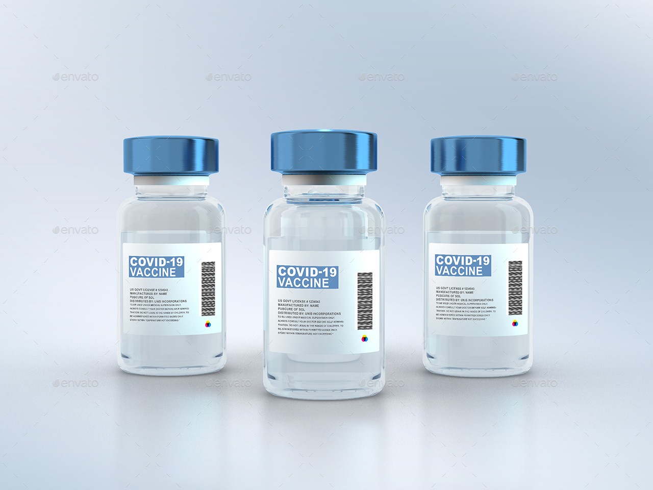 7 Vaccine Vials with Labels, Graphics | GraphicRiver