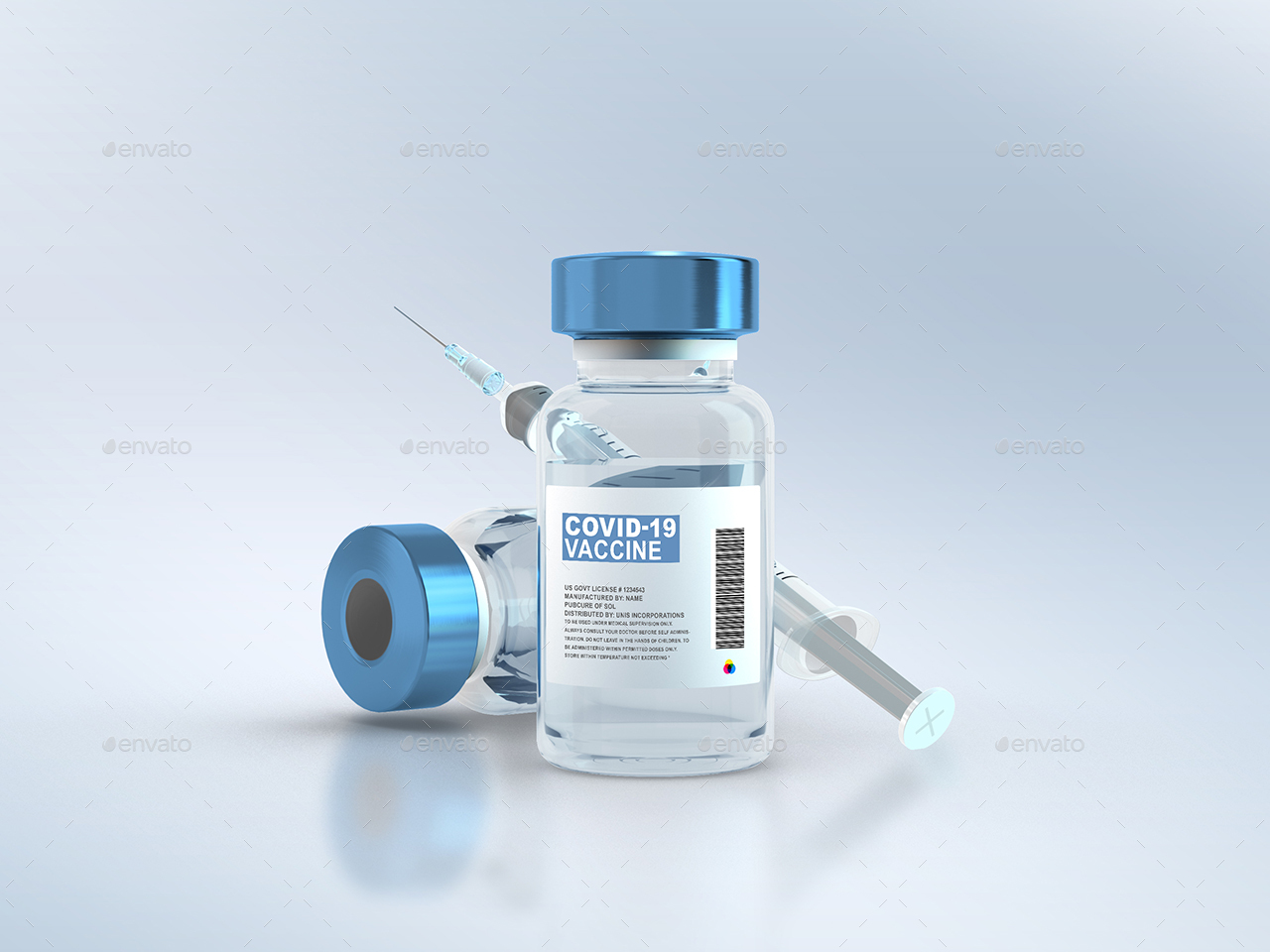 7 Vaccine Vials with Labels by Abdelrahman_El-masry | GraphicRiver