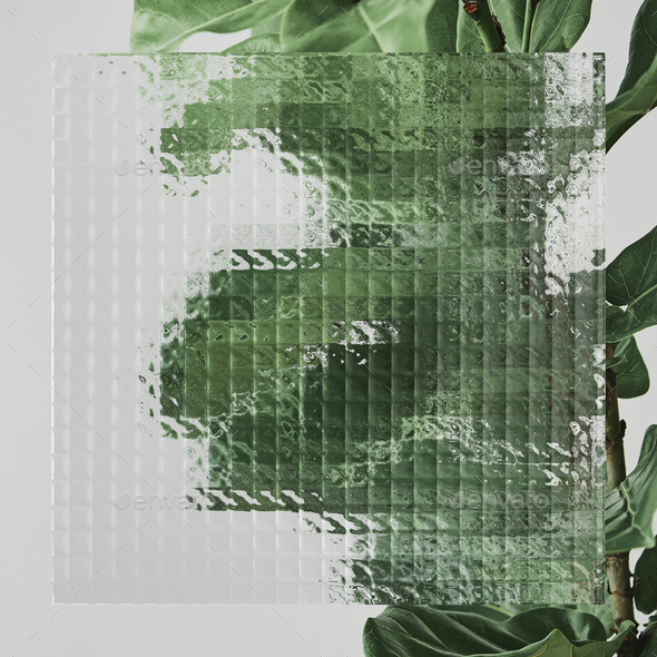 Green leaf background with patterned glass texture Stock Photo by Rawpixel