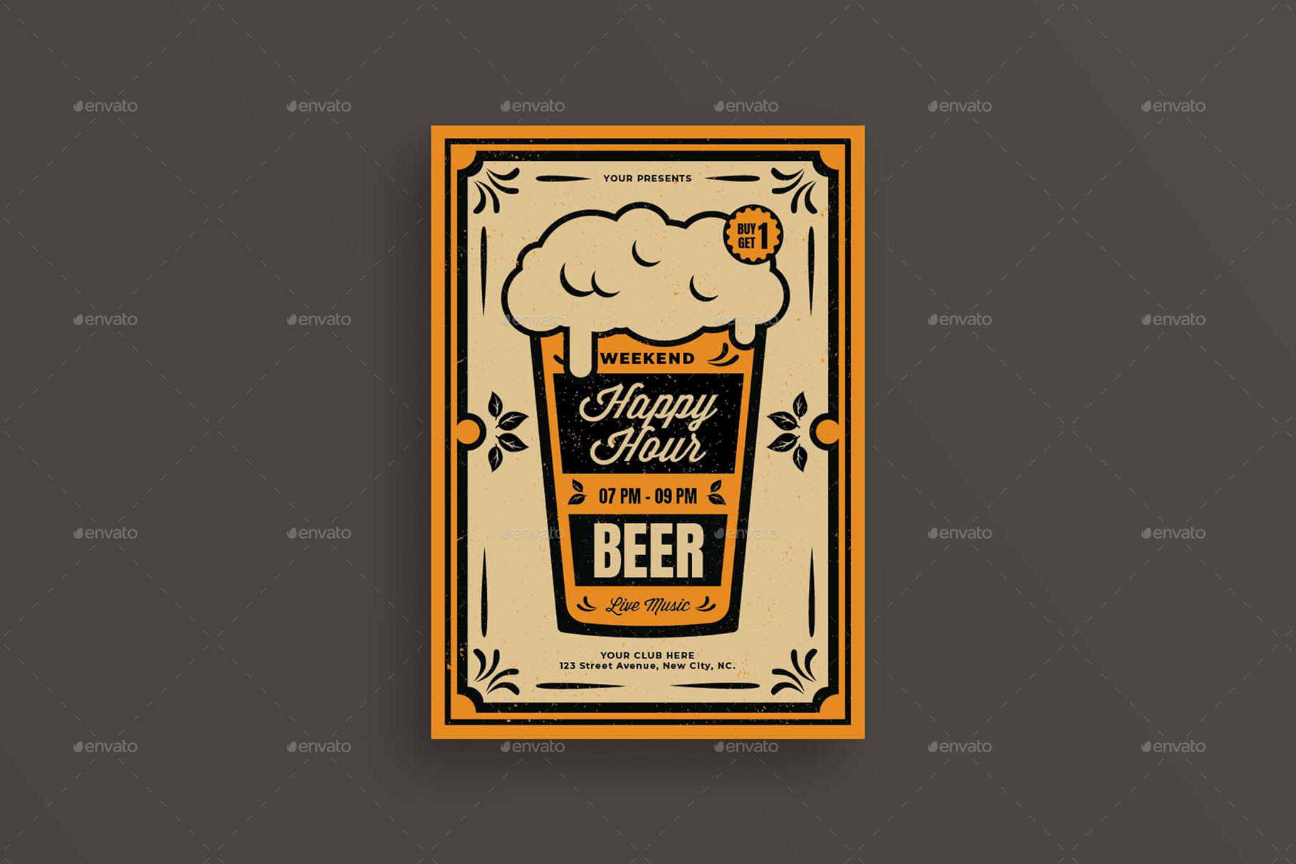 Happy Hour Beer Flyer, Print Templates | GraphicRiver