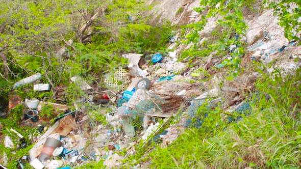 A trash dump spot in the nature of Curacao, Stock Footage | VideoHive