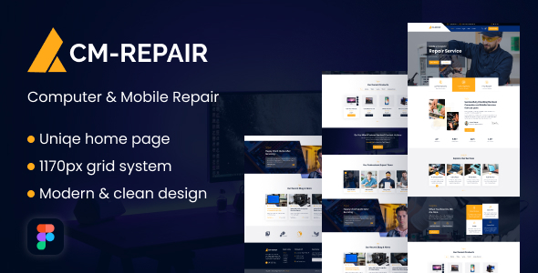 CM-Repair - Computer and Mobile Repair Store Figma Template by webnextpro