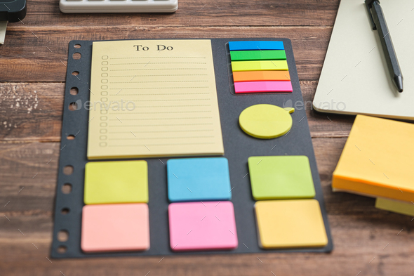 to do list planner on wooden office desk Stock Photo by Weedezign_photo