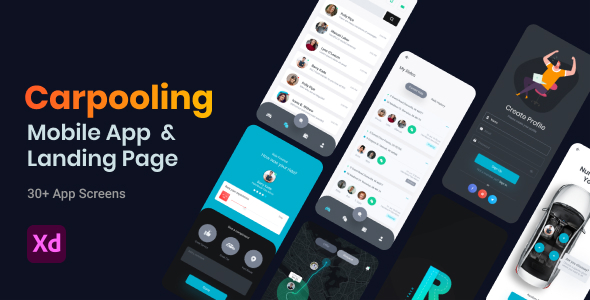 RideTalk | A Carpooling Mobile App and Landing Page Adobe XD Template ...