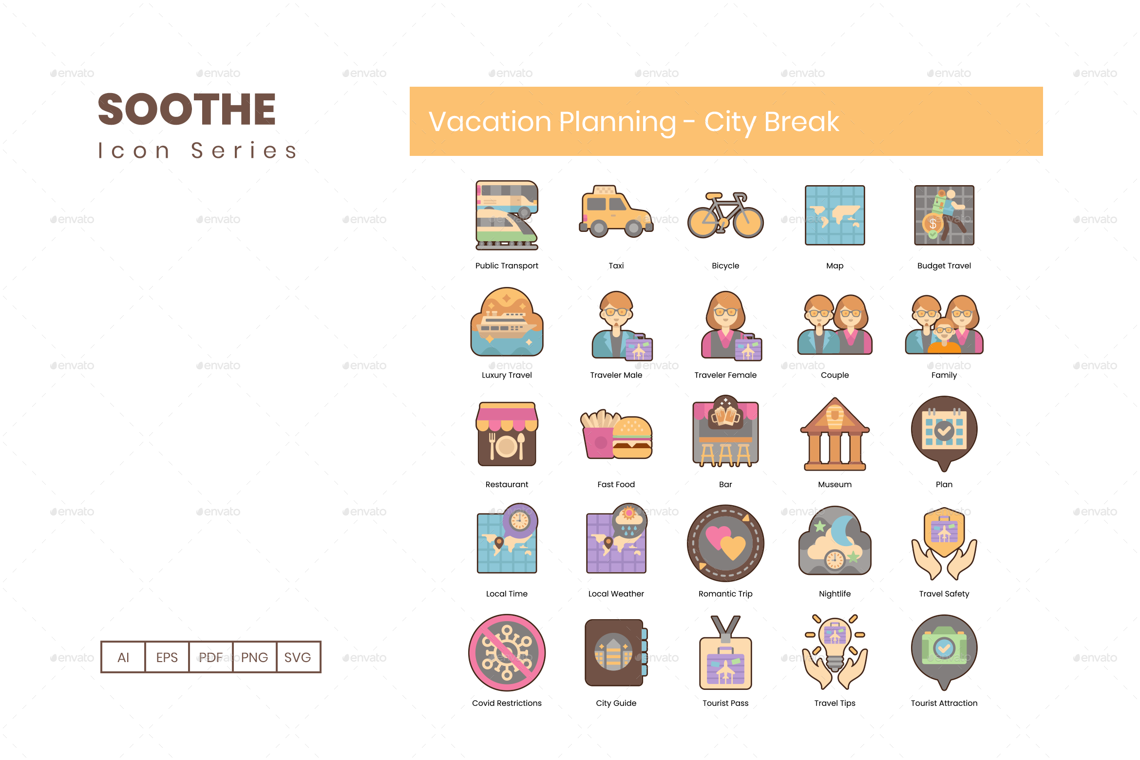 50 Vacation Planning - City Break Icons | Soothe Series, Icons ...