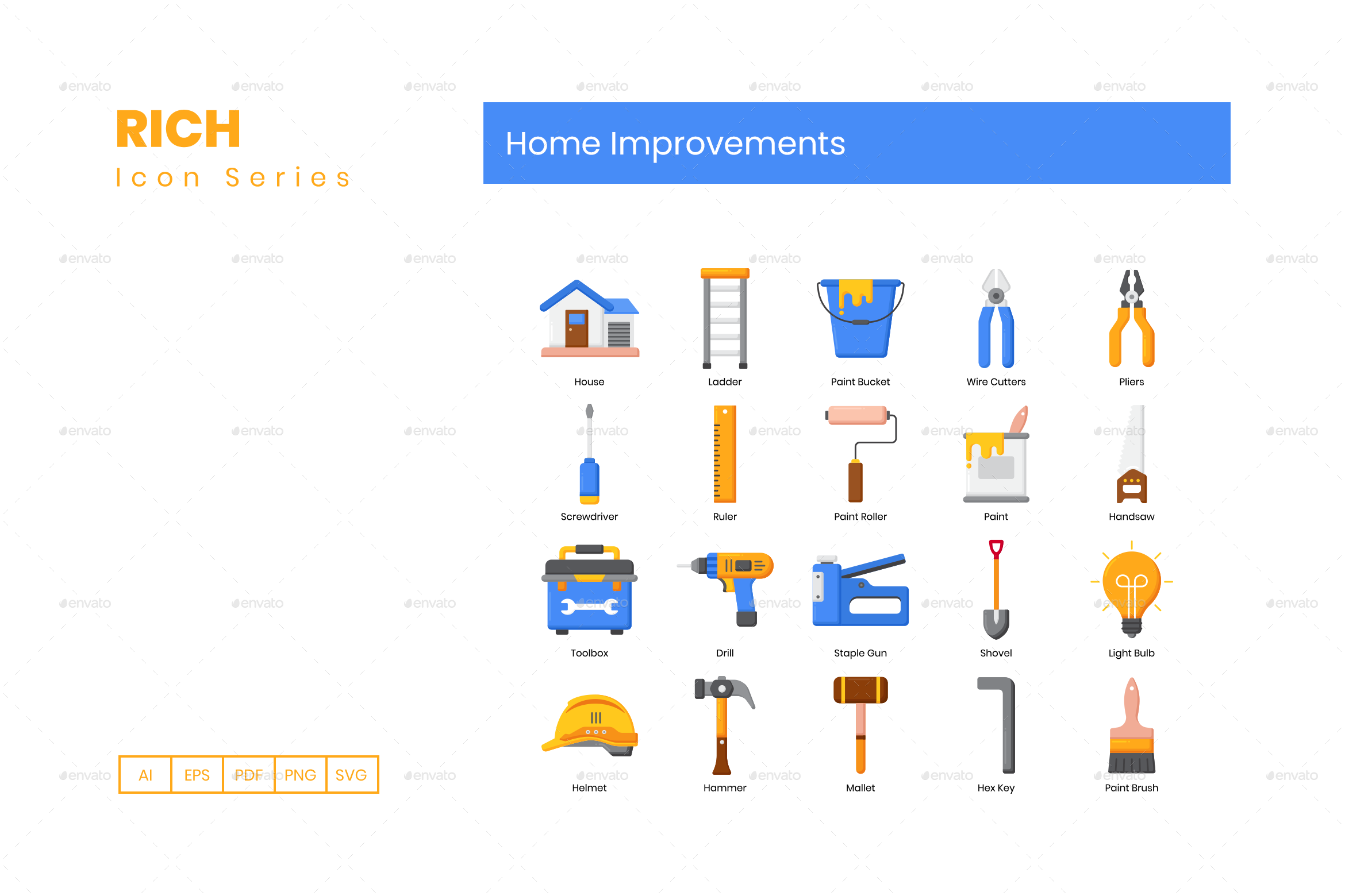 100 Home Improvements Icons - Rich Series, Icons | GraphicRiver