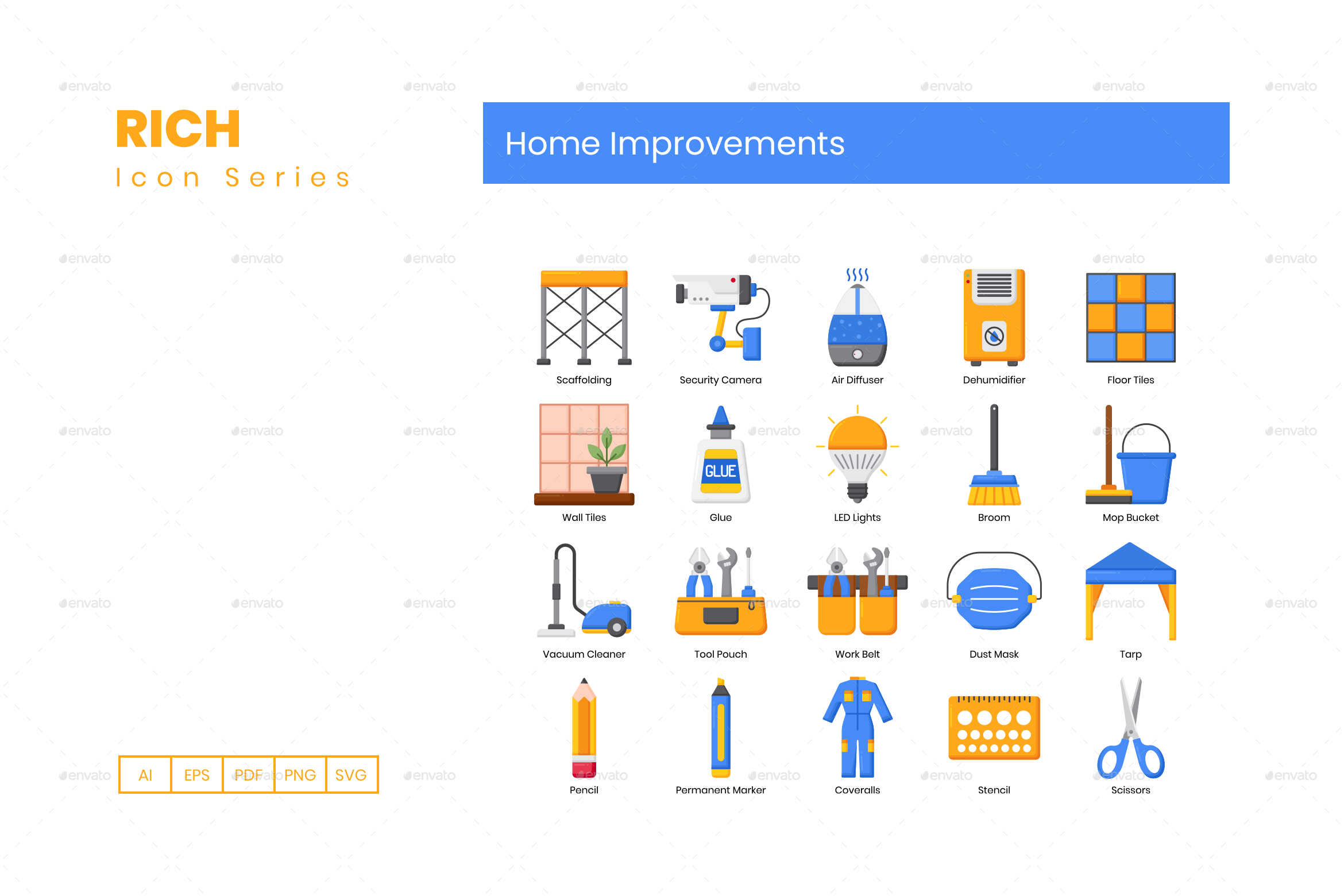 100 Home Improvements Icons - Rich Series, Icons | GraphicRiver