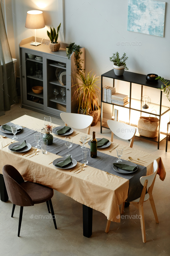 Elegant Dining Room Top View Stock Photo by seventyfourimages | PhotoDune