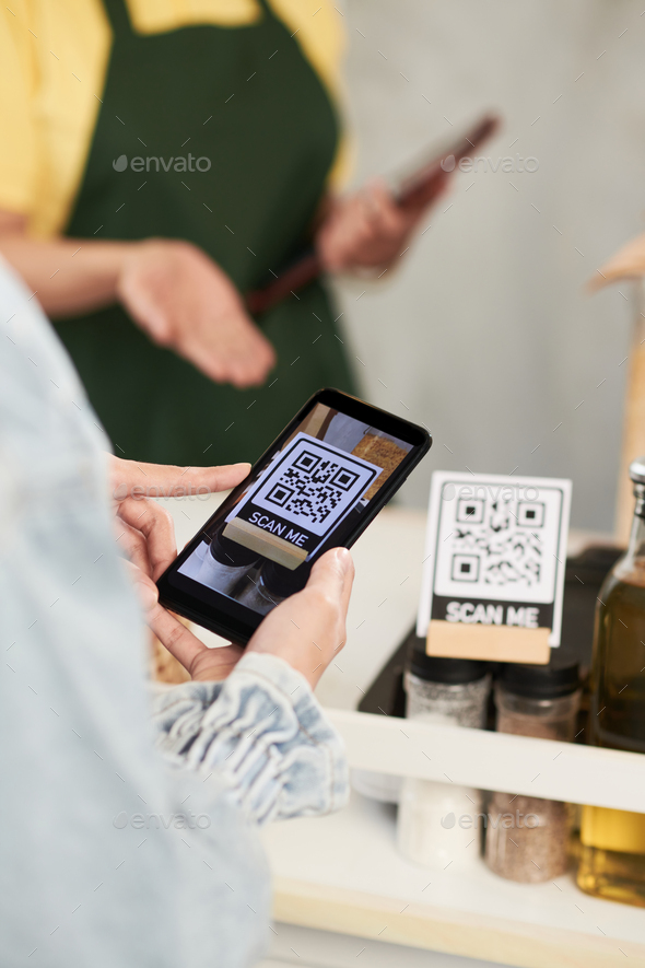 Customer Uploading Order via QR Code Stock Photo by DragonImages ...
