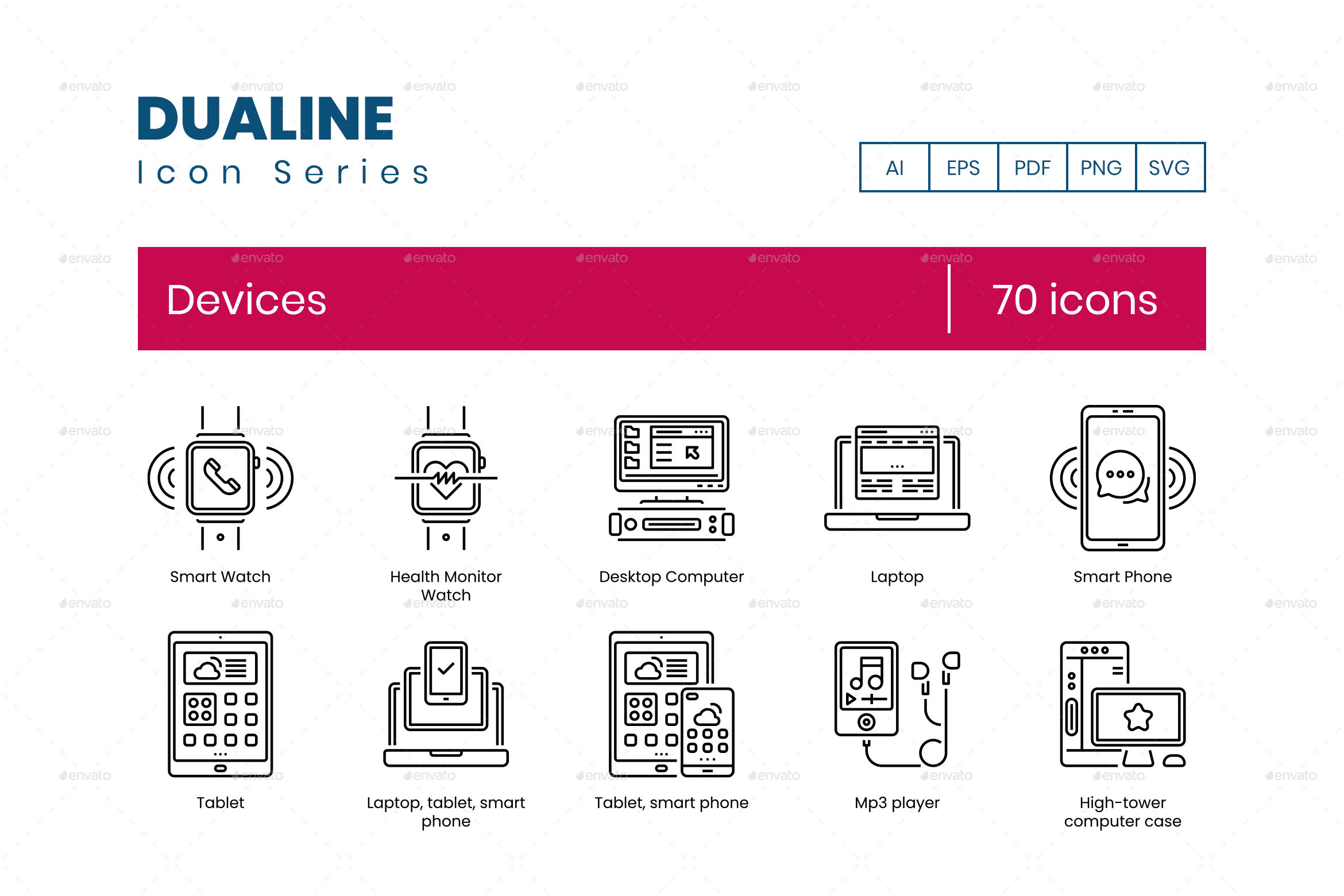 70 Devices Icons | Dualine Series, Icons | GraphicRiver