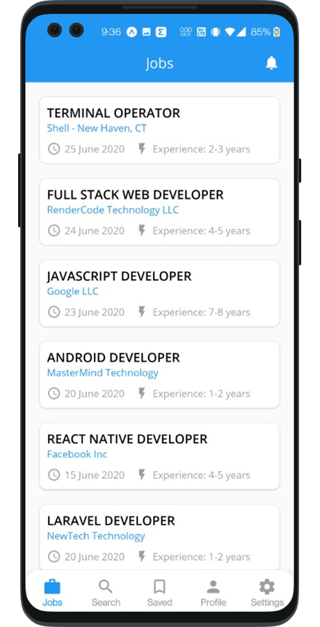 Job Listing App Template in React Native | JobPro by RenderCodeTechnology