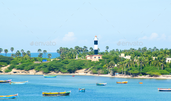 Landscape of Rameshwaram beach, Rameswaram, India. Stock Photo by crshelare
