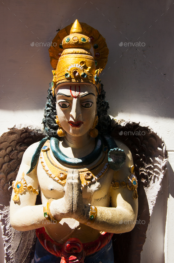 Spiritual stone statue of hindu god in ancient temple, India. Stock ...