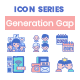 70 Generation Gap Icons | Indigo Series, Icons | GraphicRiver