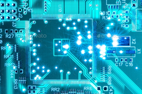 Modern green PCB board background Stock Photo by YouraPechkin | PhotoDune