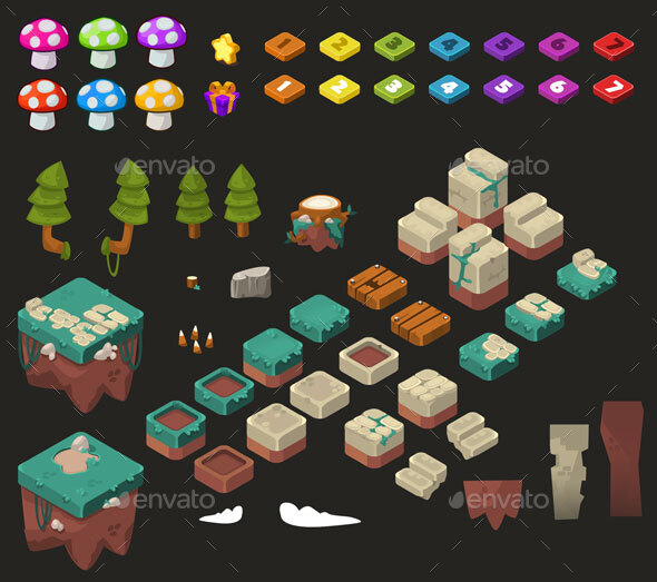 Isometric Assets - Forest, Game Assets | GraphicRiver