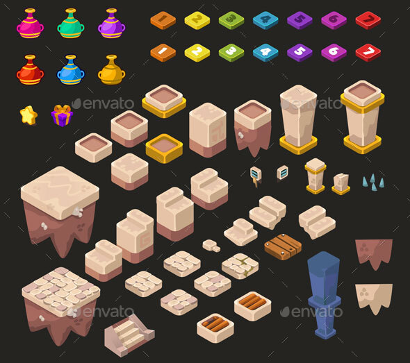 Isometric Assets - Desert, Game Assets | GraphicRiver