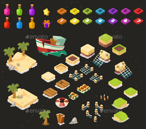 Isometric Assets - Island, Game Assets | GraphicRiver