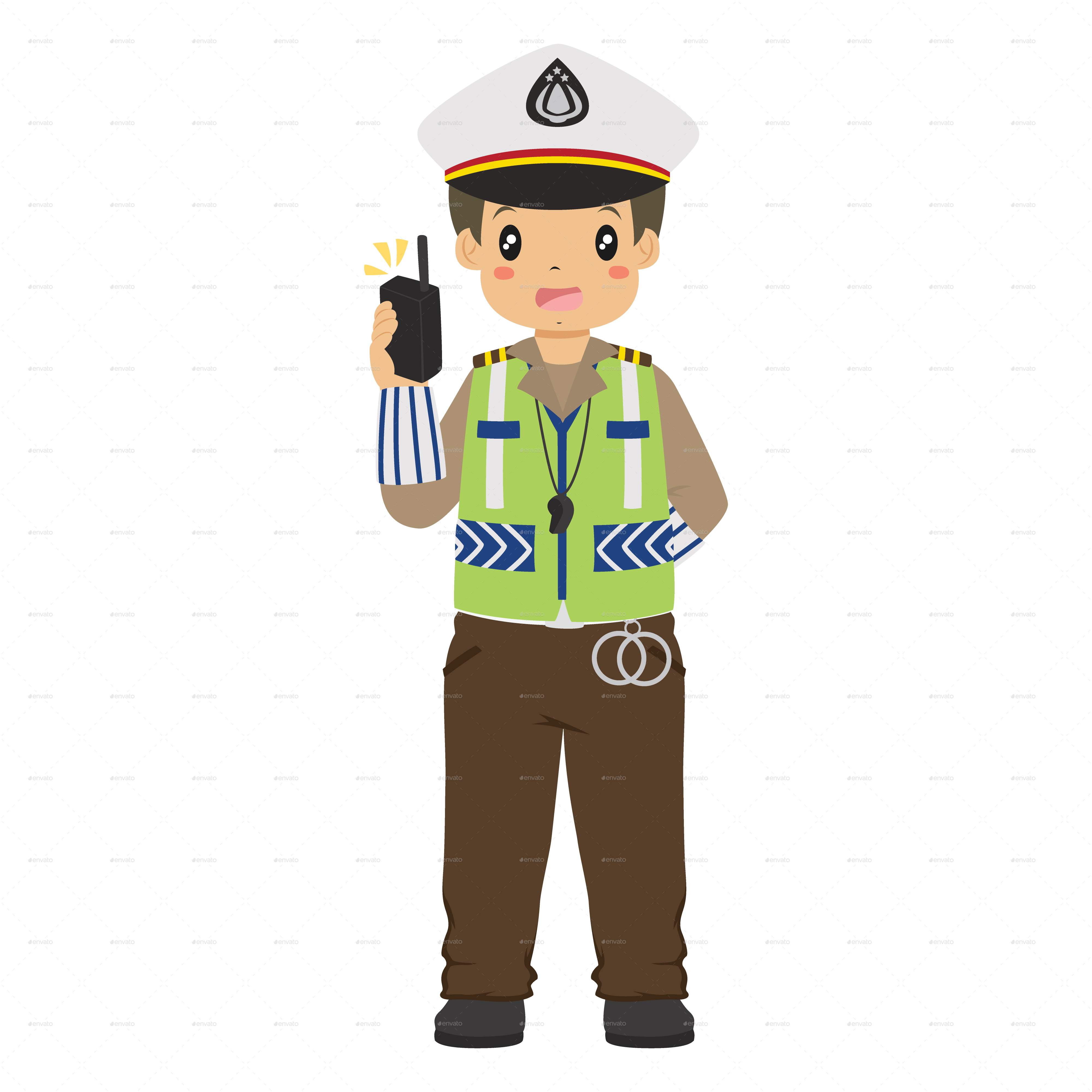 Indonesia Traffic Police Character Vector Set, Vectors | GraphicRiver