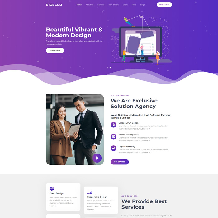 Bizello | Responsive One Page Multipurpose Template by parexcellenceitsolutions