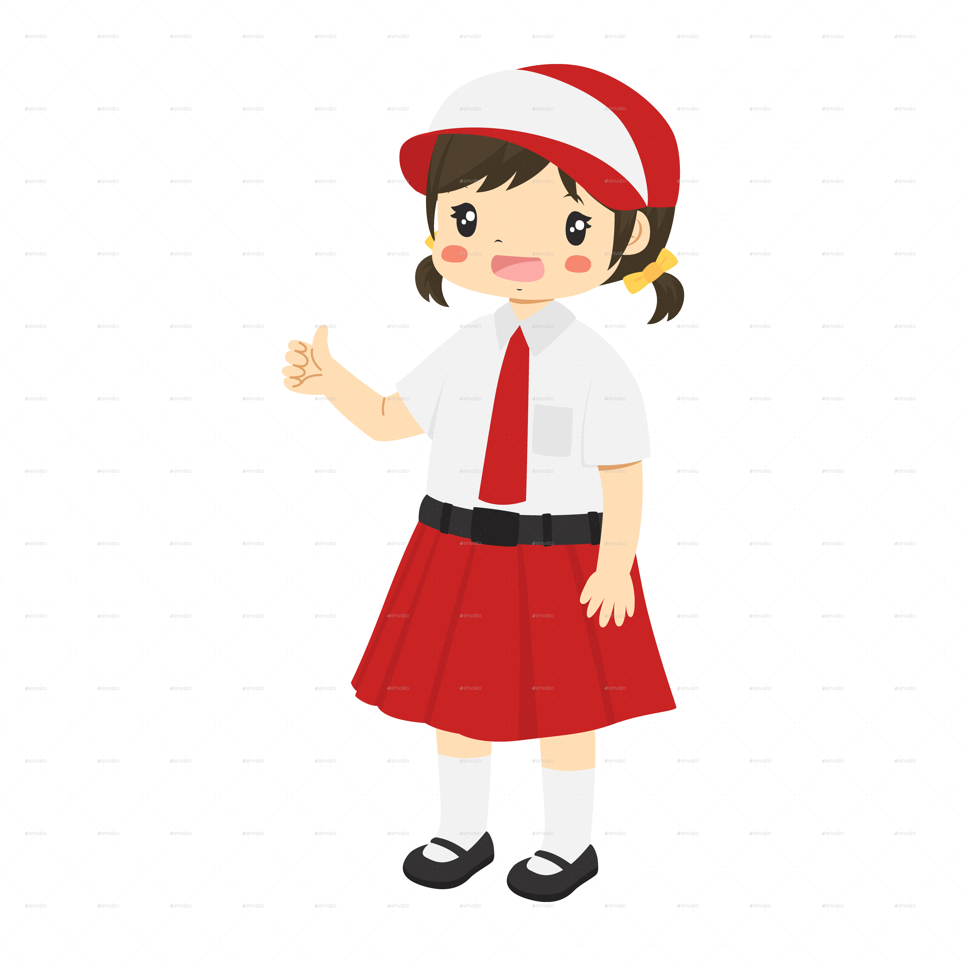 Indonesia Student Girl Vector Pack, Vectors | GraphicRiver