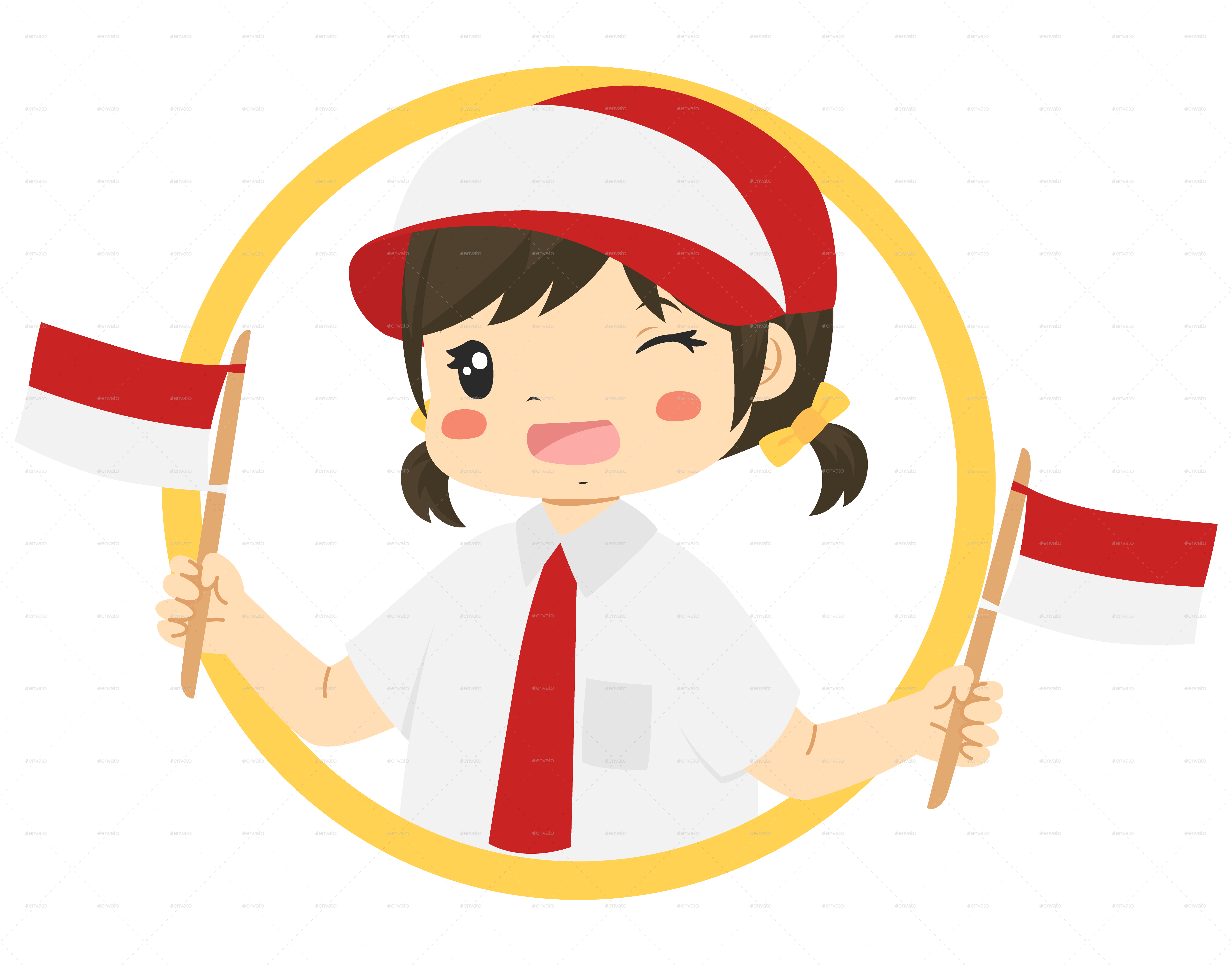 Indonesia Student Girl Vector Pack, Vectors | GraphicRiver