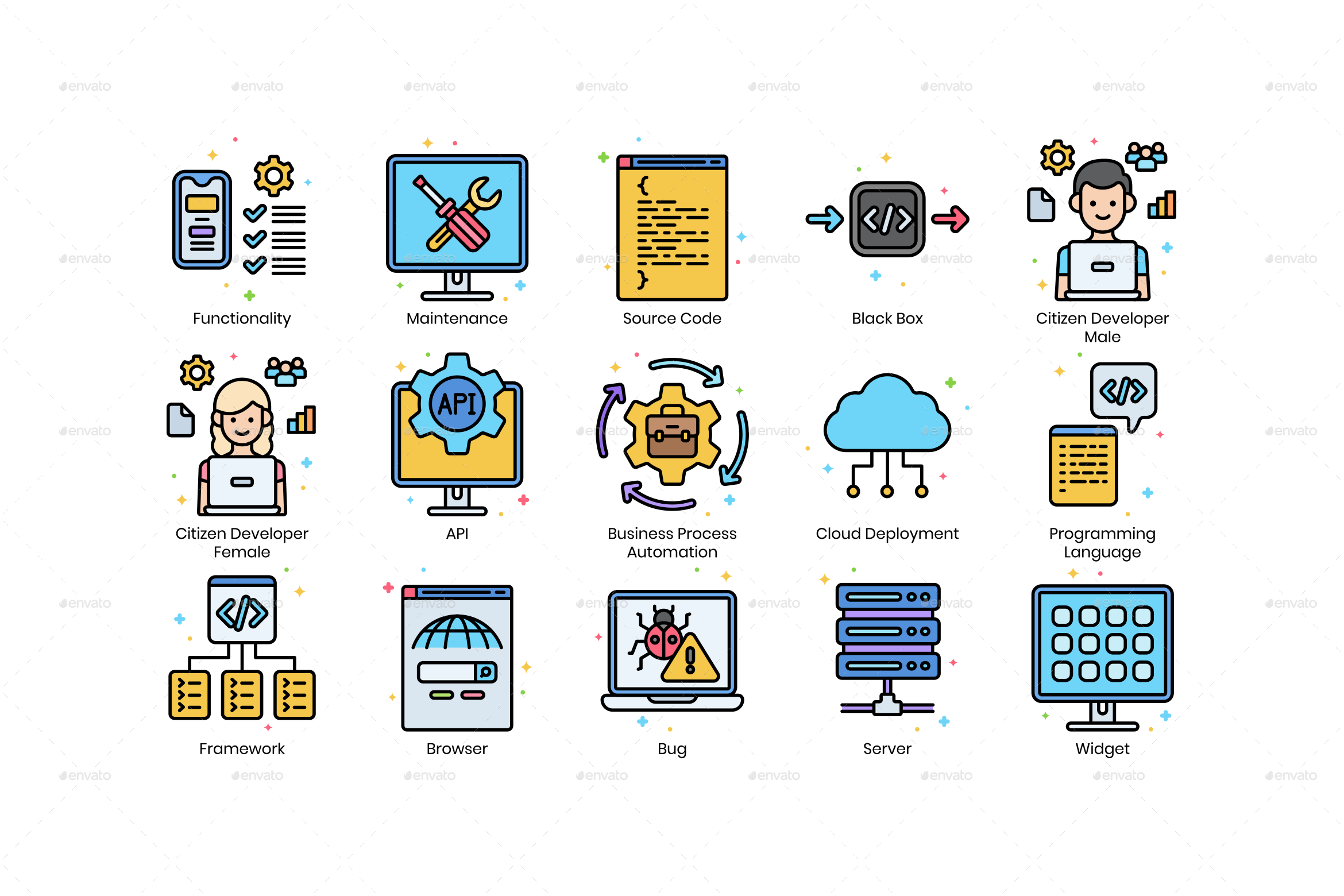 70 No Code Icons | Vivid Series, Icons | GraphicRiver