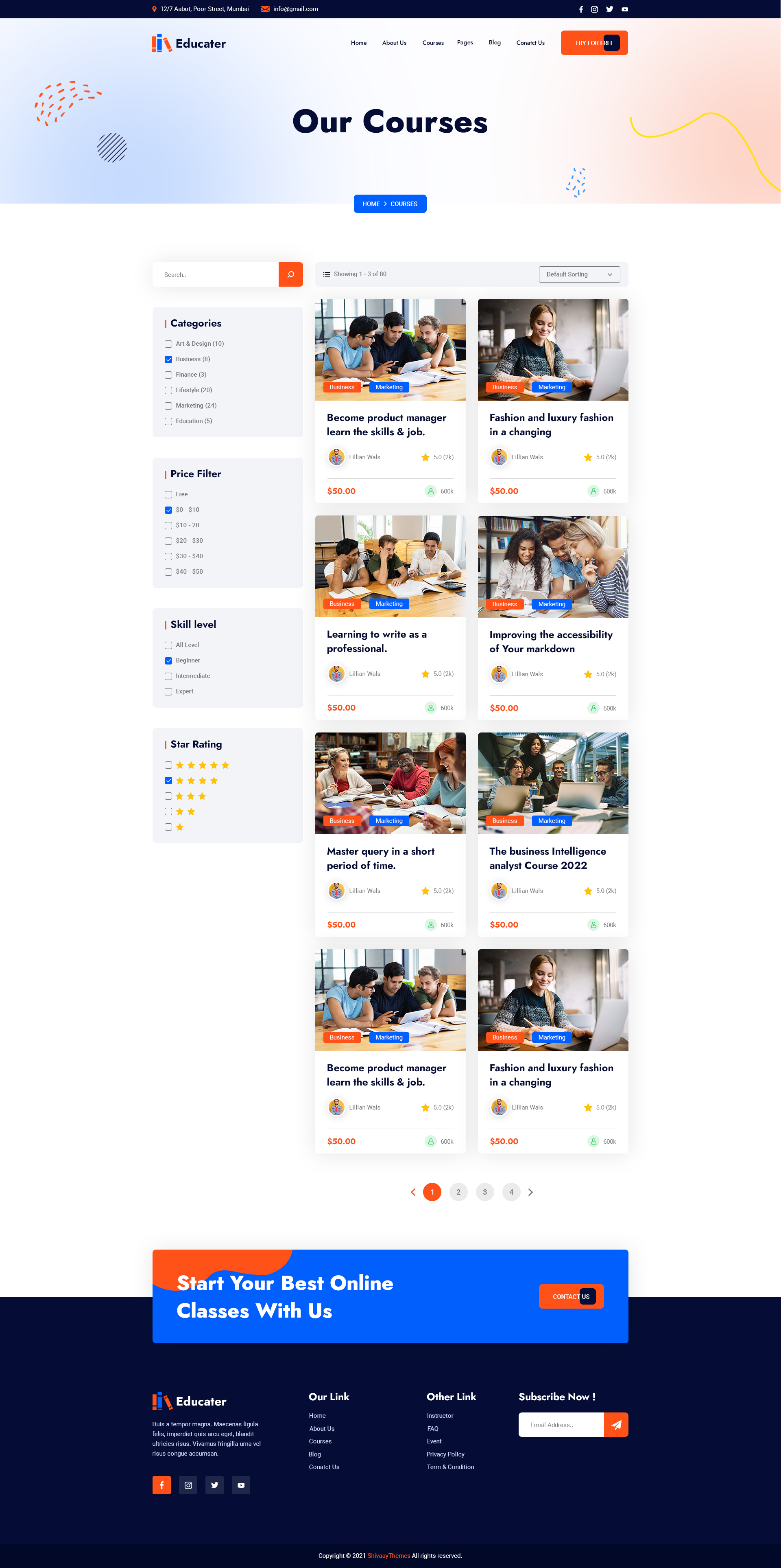 Educater - Online Courses & Education HTML Template by SHIVAAY_THEMES