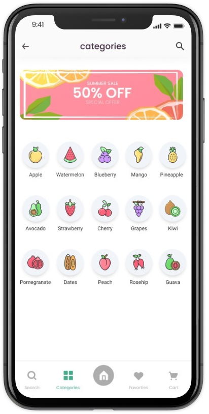 FruitShop App v1.0.0 - Flutter UI Kit using GetX by idea2code_infotech