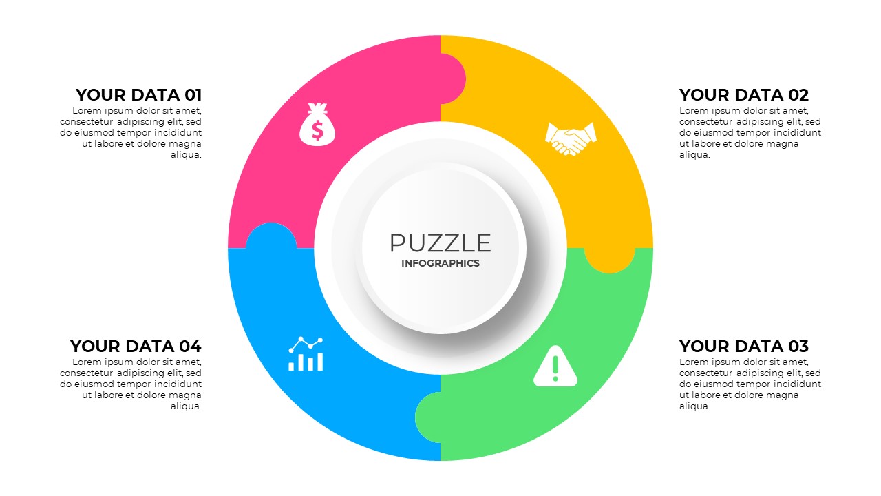 Puzzle Infographics Google Slides Template Diagrams, Presentation Templates