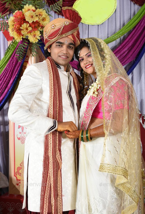 Indian Bride and Groom, Traditional marriage ceremony. Stock Photo by ...