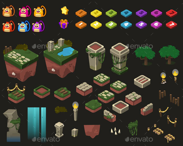 Isometric Assets - Ruins, Game Assets | GraphicRiver