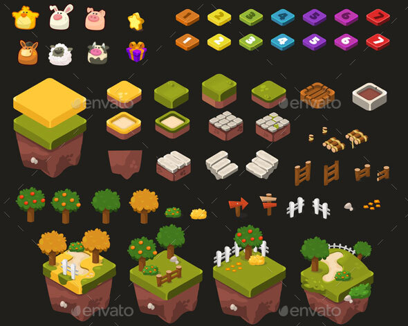 Isometric Assets - Field, Game Assets | GraphicRiver
