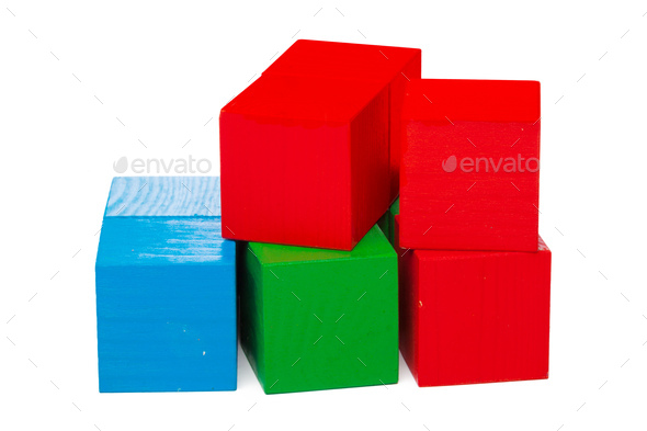 Wooden building blocks isolated on white background Stock Photo by ...