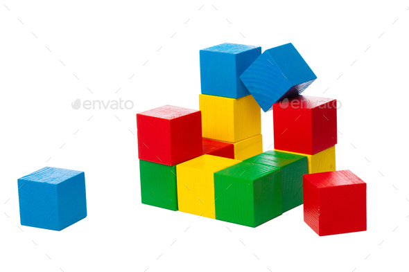 Wooden building blocks isolated on white background Stock Photo by ...