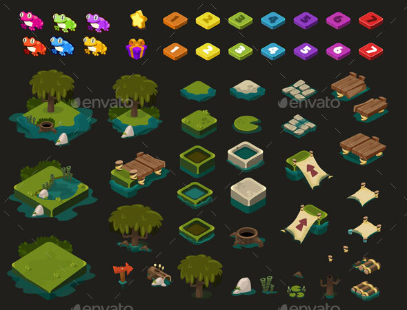 Isometric Assets - Swamp, Game Assets | GraphicRiver