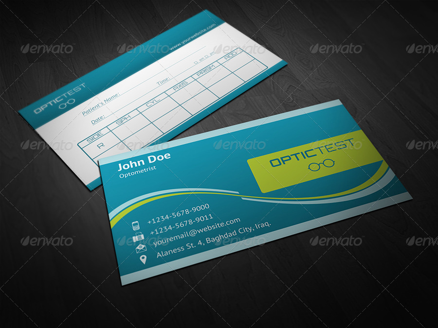 Optometrist with Test Table Business Card, Print Templates | GraphicRiver