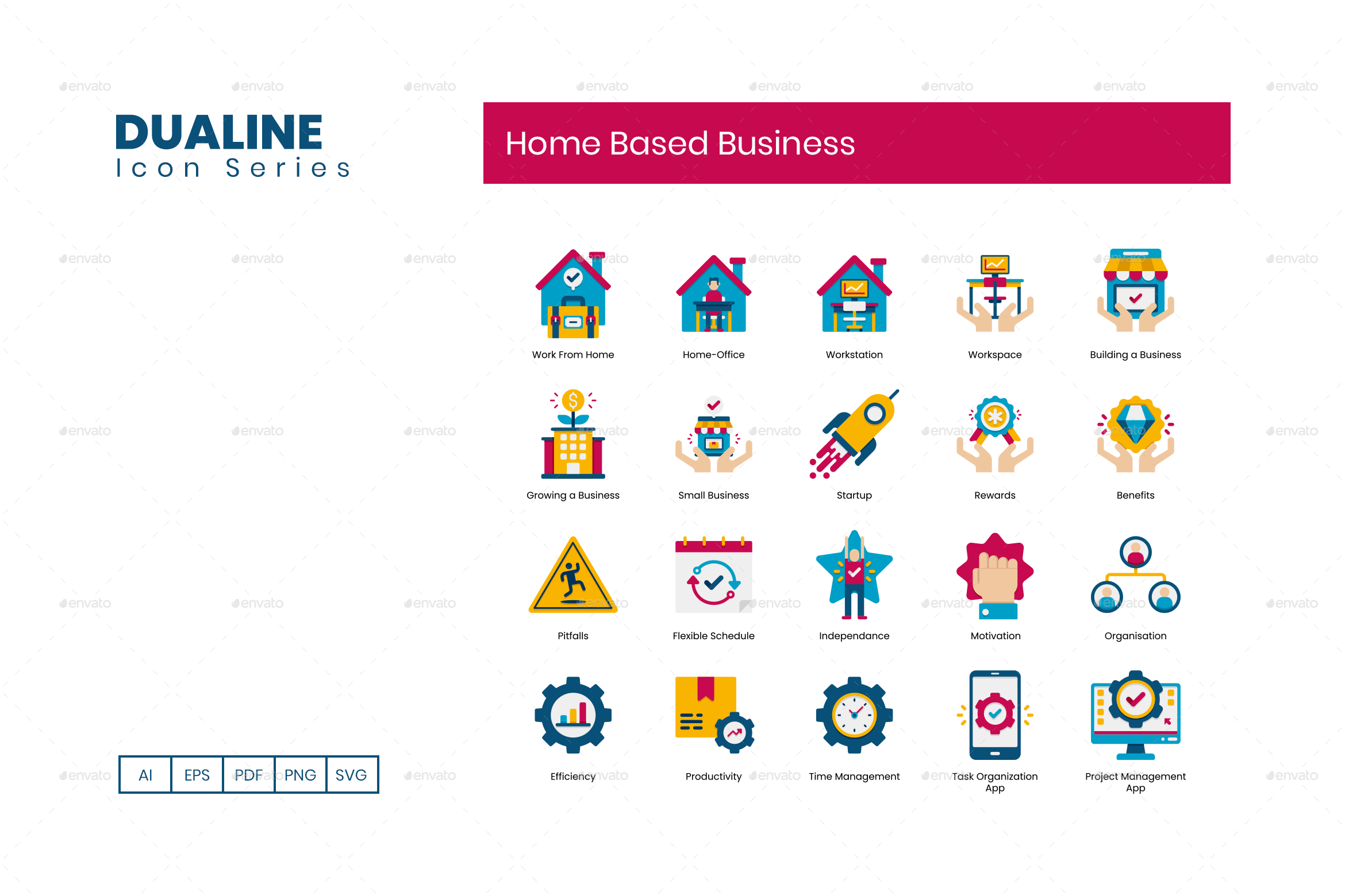 75 Home Based Business Icons - Dualine Flat Series by Krafted ...