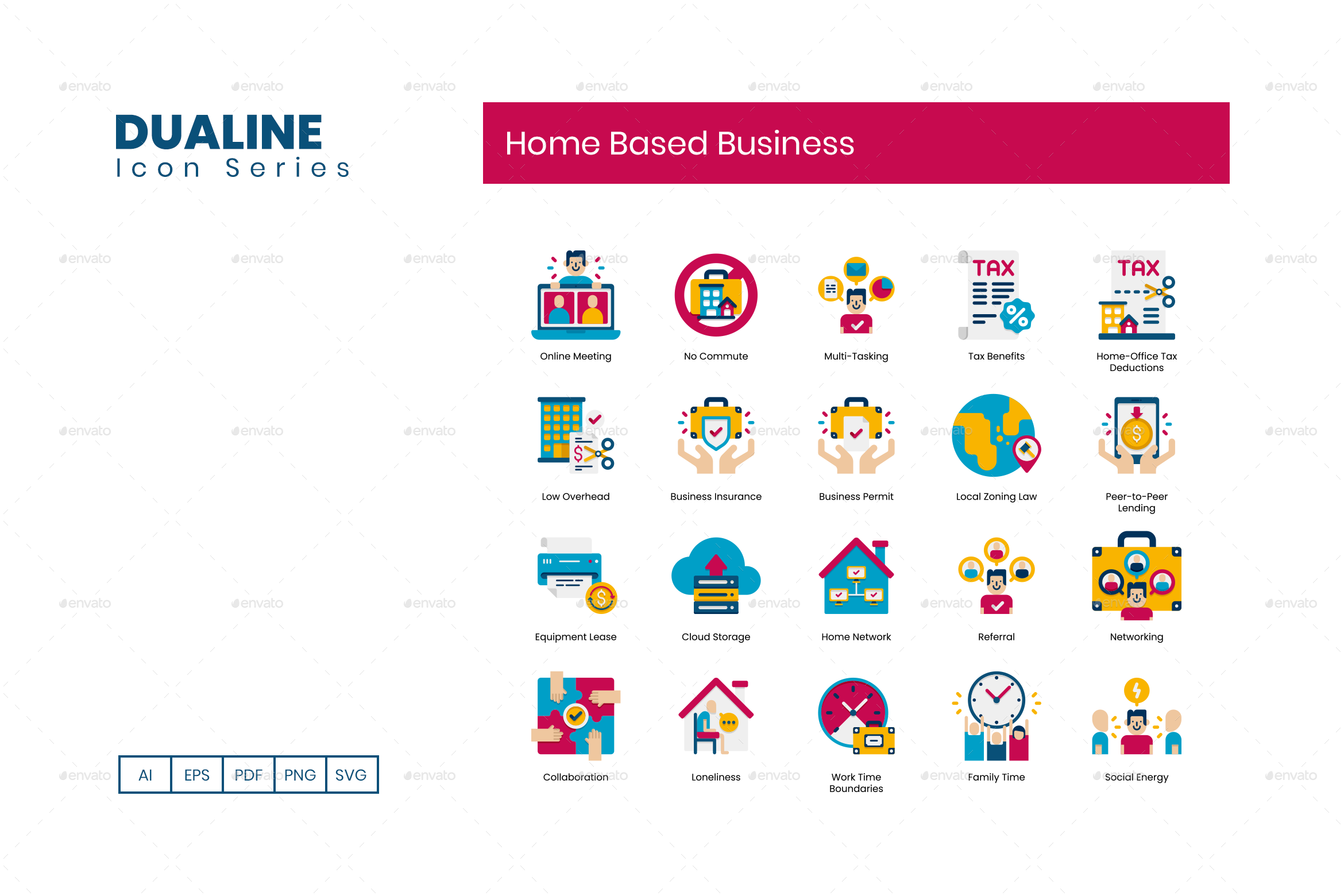 75 Home Based Business Icons - Dualine Flat Series, Icons | GraphicRiver