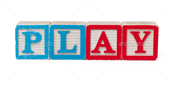 Colorful alphabet blocks. Word play isolated on white background Stock ...